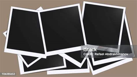 현실적인 빈 사진 블랙 빈 프레임 배치 이랑 테이프로 붙어 그라데이션 메쉬 도구 그림으로 만듭니다 흰색 테두리와 그림자에 가족 앨범 스티커 콜라주에 대 한 벡터 템플릿 사진