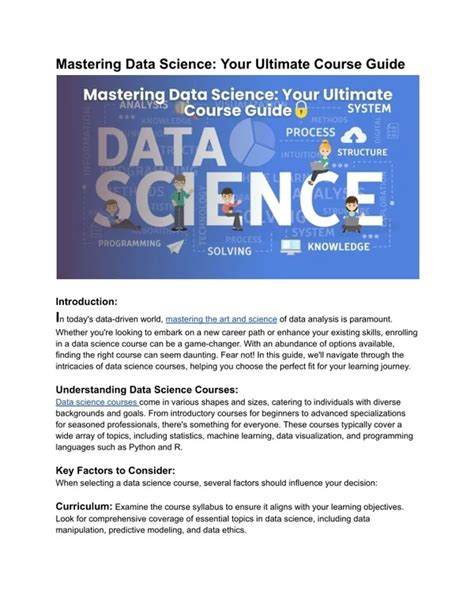 Ppt Mastering Data Science Your Ultimate Course Guide Powerpoint