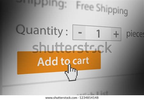 Mouse Cursor Clicking Add Cart Button Stock Illustration 1234854148