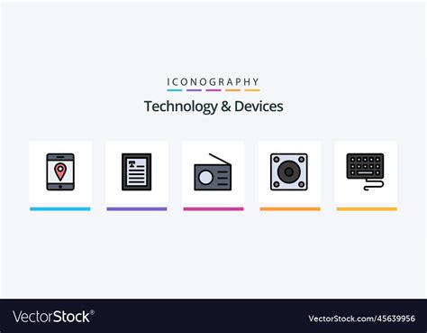 Devices Line Filled 5 Icon Pack Including Vector Image