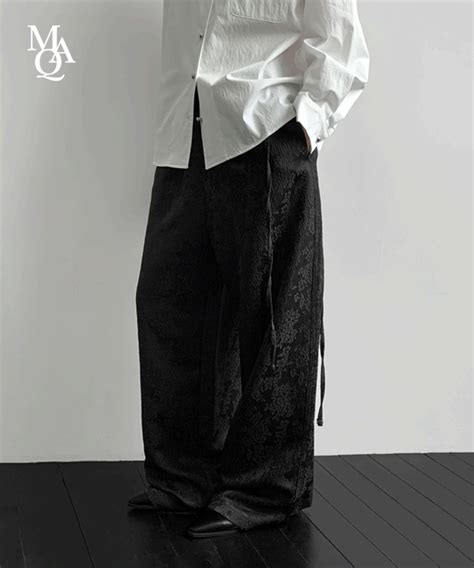 매니크 Mnq Made 플로네 플라워패턴 리본 와이드 밴딩팬츠unisex