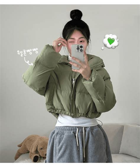 겨울패딩☃ 스노우 웰론 스트링 터틀넥 숏패딩 에이블리