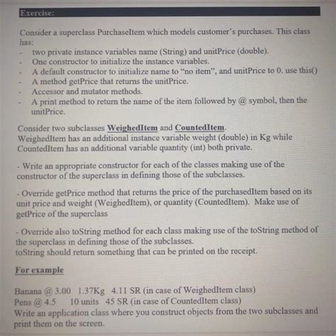 Solved Exercise Consider A Superclass Purchaseitem Which