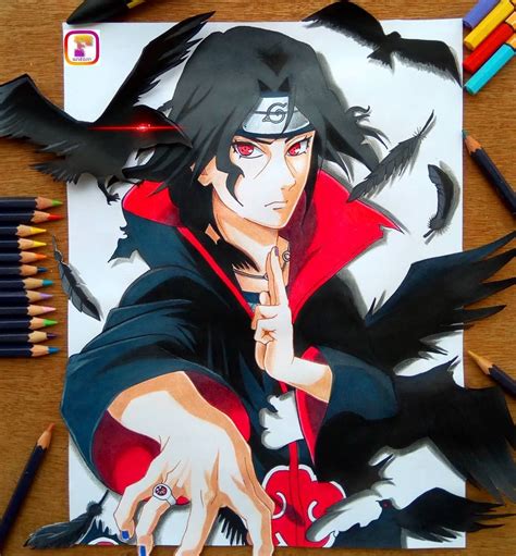 Itachi Colour Pencil Drawing