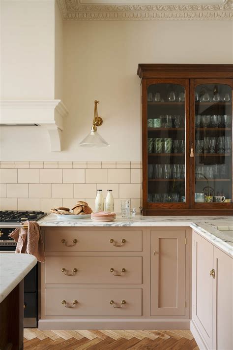 A Pink Devol Shaker Kitchen With A Glazed Pantry In An Edwardian House The Nordroom