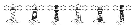 premium vector lighthouse icons set searchlight tower icons