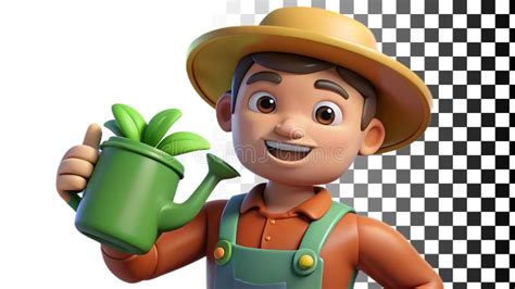 Farmer Cartoon Agriculture Worker Garden Hobby Farming Character