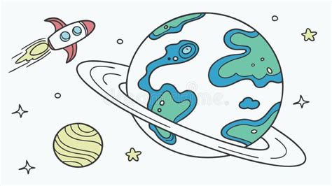 Rocket Orbiting Planet Earth Among Stars Representing Space Exploration Vector Design