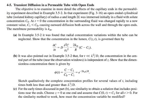 Solved 4 5 ﻿transient Diffusion In A Permeable Tube With
