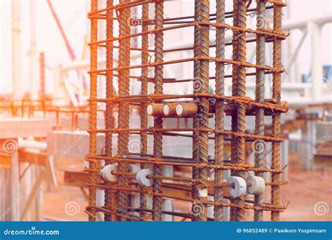 Steel Re Bar Reinforcement Of Column Stock Image Image Of Cement