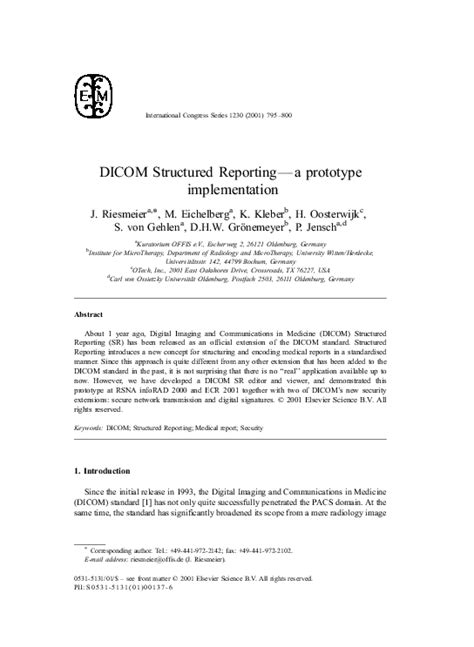 Pdf Dicom Structured Reporting—a Prototype Implementation