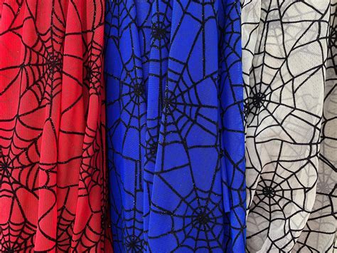 New Spider Web Flocking Design On Stretch Mesh 4way Etsy