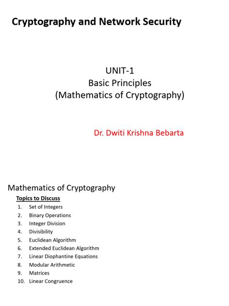 Unit 1 Mathematics On Cryptography Pdf Matrix Mathematics Determinant