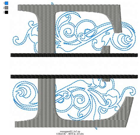 Split Monogram E Embroidery Design Font With Swirl Motif Etsy