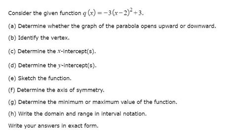 solved consider the given function q x 3 x 2 2 3 a