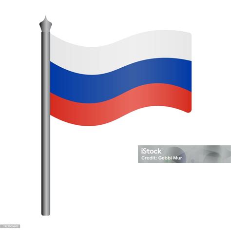 러시아의 국기 색 직물 천 국가의 국가 상징은 바람에 개발 컬러 벡터 그림입니다 격리된 흰색 배경입니다 러시아 연방 정치적 주제 플랫 스타일 0명에 대한 스톡 벡터 아트 및