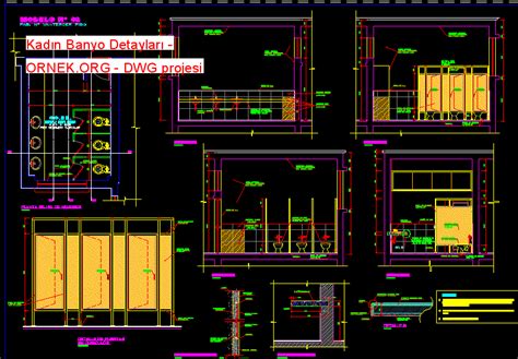 Kadın Banyo Detayları dwg projesi Autocad Projeler