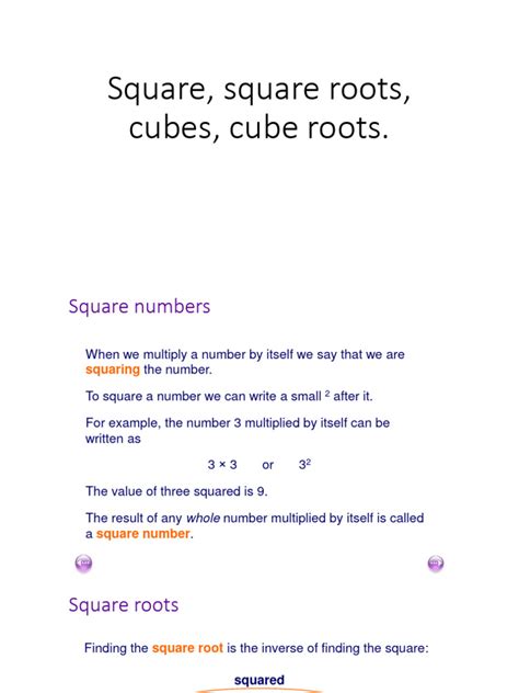 Square Square Roots Cubes Cube Pdf Square Root Numbers