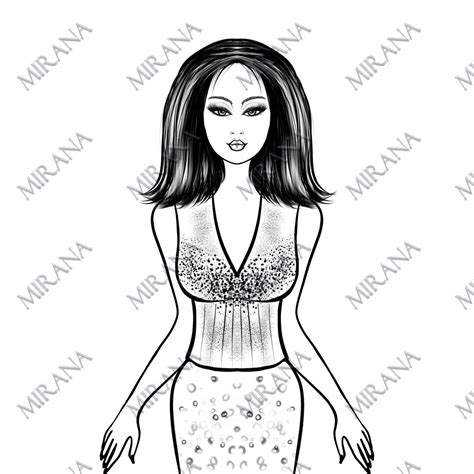 Девушка раскраска принт для одежды цифровой рисунок Милена Иванова скачать на Wildberries