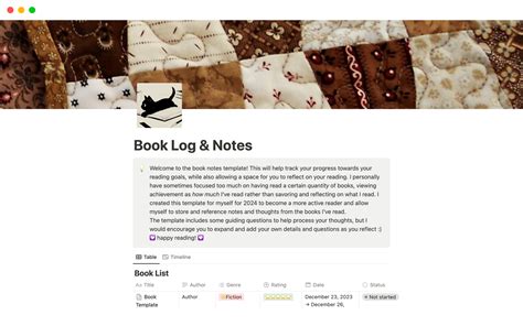 Book Log And Notes Template Notion Marketplace
