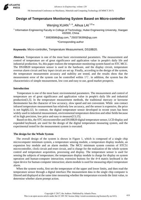 Pdf Design Of Temperature Monitoring System Based On Micro · Mcu