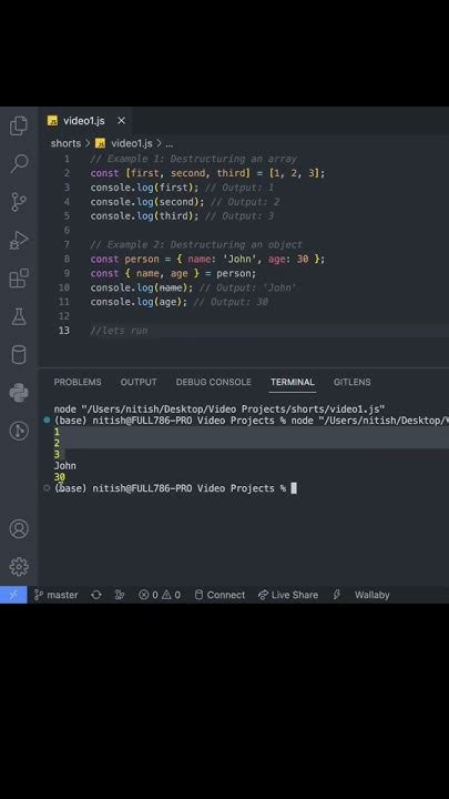 how to destructure array and object in javascript codesecret code