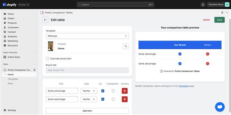 How To Create Comparison Tables On Shopify With Pretty Comparison Tables App Hura Tips