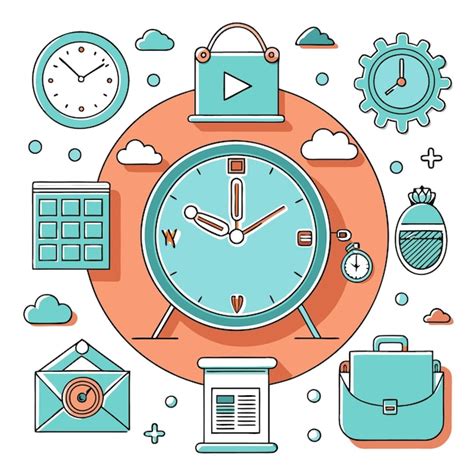 Clock Surrounded By Icons Representing Business Time Productivity And Efficiency Premium Ai