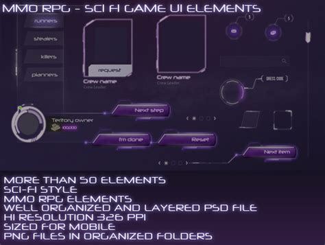 Mmo Rpg Sci Fi Game Ui Elements 2d Gui Unity Asset Store