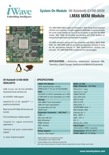 I MX6 MXM SOM IWave Systems Technologies Pvt Ltd PDF Catalogs Technical Documentation