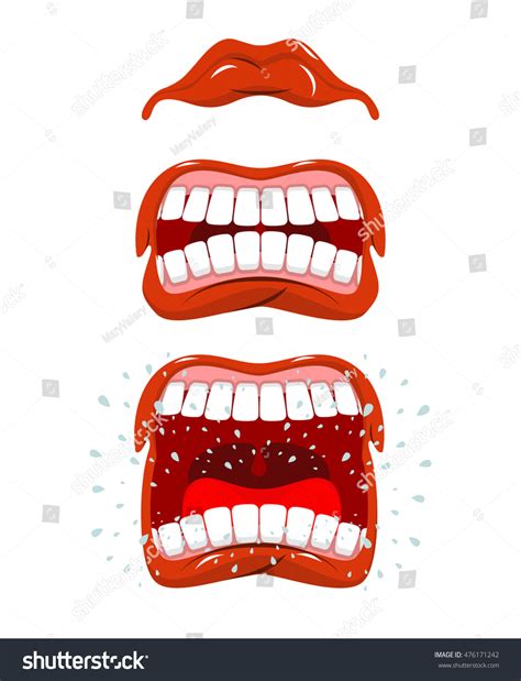 Angry Lips Emotions Aggressive Mouth Cheering Stock Vector Royalty Free 476171242