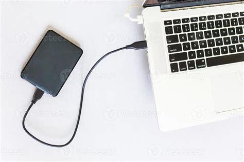 External Backup Disk Hard Drive Connected To Laptop Stock Photo At Vecteezy