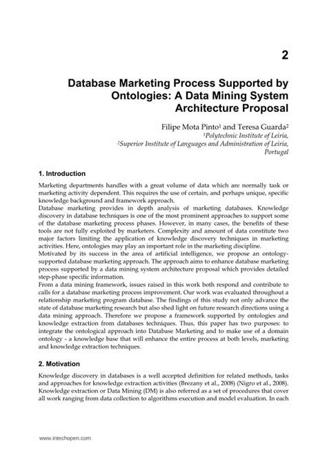 Pdf Database Marketing Process Supported By Ontologies A Data Mining