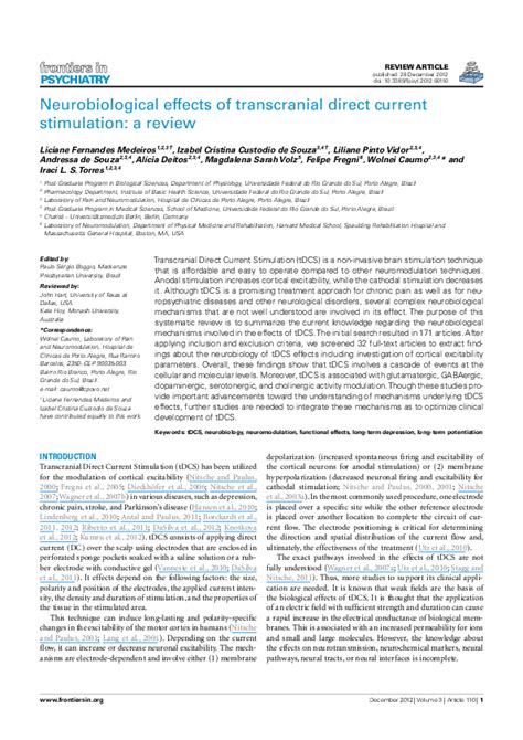 Pdf Neurobiological Effects Of Transcranial Direct Current