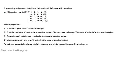 Solved Programming Assignment Initialize A 2 Dimensional