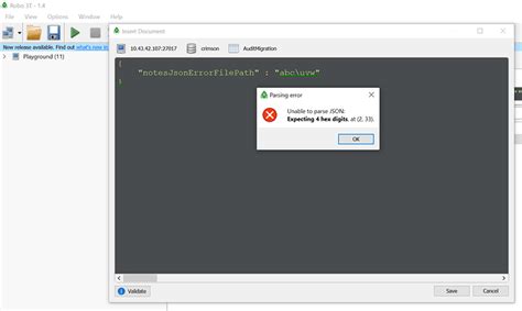 inserting a record with backslash is throwing exception from robo3t