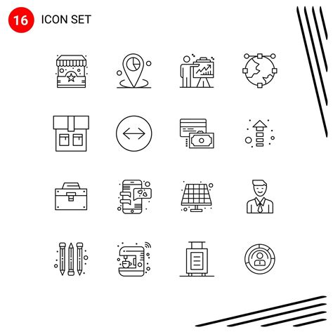 Stock Vector Icon Pack Of 16 Line Signs And Symbols For Globe Design Placeholder Anchor Efforts