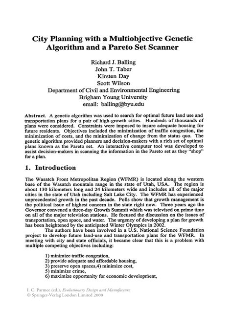 City Planning With A Mnltiobjective Genetic Pdf Mathematical Optimization