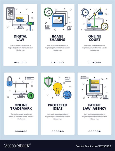 Web Site Linear Art Onboarding Screens Royalty Free Vector