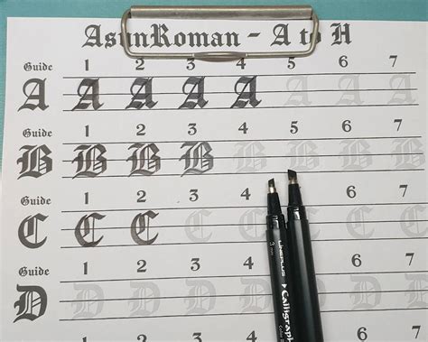 Printable Gothic Letter Worksheet Gothic Calligraphy Practice Template