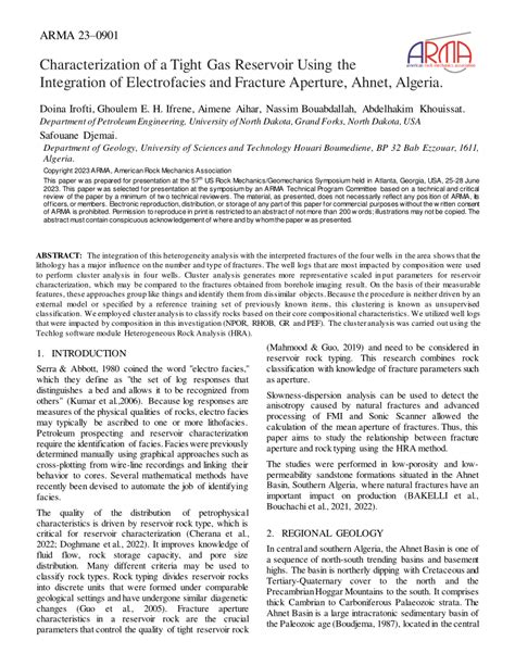 Pdf Characterization Of A Tight Gas Reservoir Using The Integration Of Electrofacies And