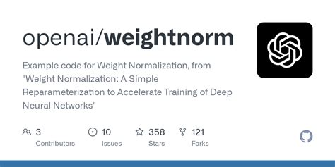 Github Openaiweightnorm Example Code For Weight Normalization From Weight Normalization A