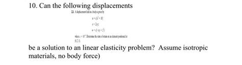 10 Can The Following Displacements Be A Solution To