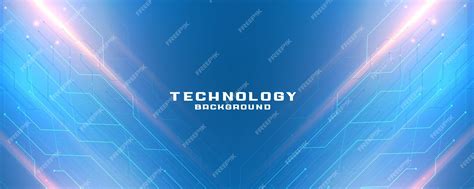 회로 라인 다이어그램이 있는 파란색 기술 배너 무료 벡터