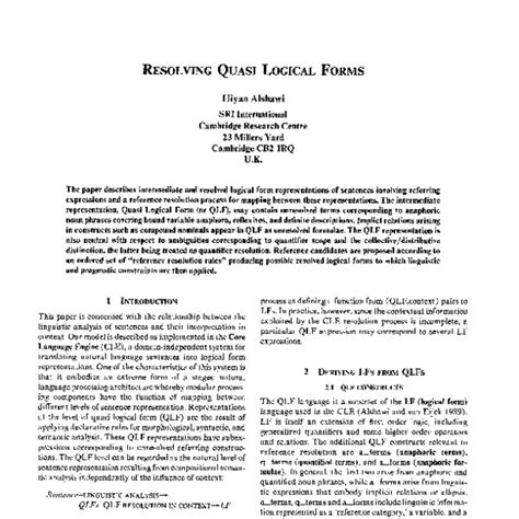 Resolving Quasi Logical Forms Acl Anthology