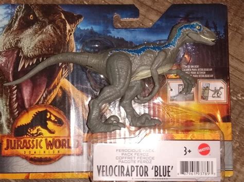 Mattel Jurassic World Dominion Ferocious Pack Velociraptor Blue