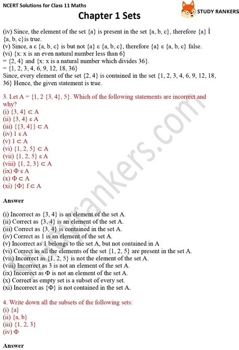 NCERT Solutions For Class Maths Chapter Sets