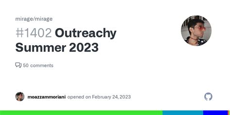 outreachy summer 2023 · issue 1402 · mirage mirage · github