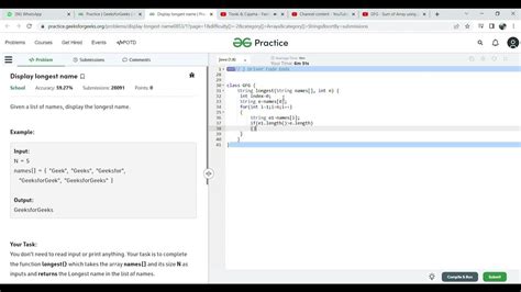 Gfg Display Longest Name Using Java Youtube