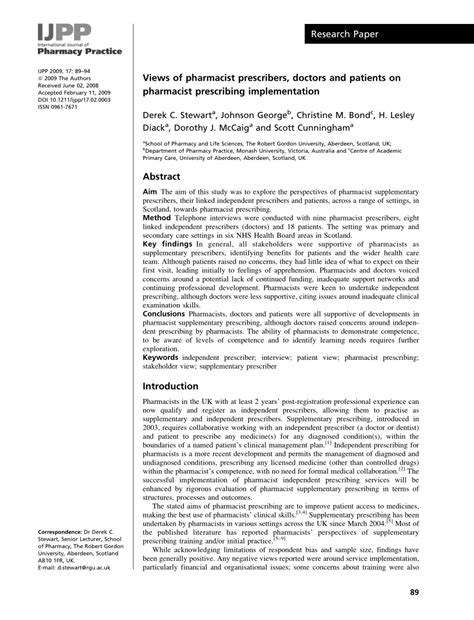 Pdf Views Of Pharmacist Prescribers Doctors And Patients On